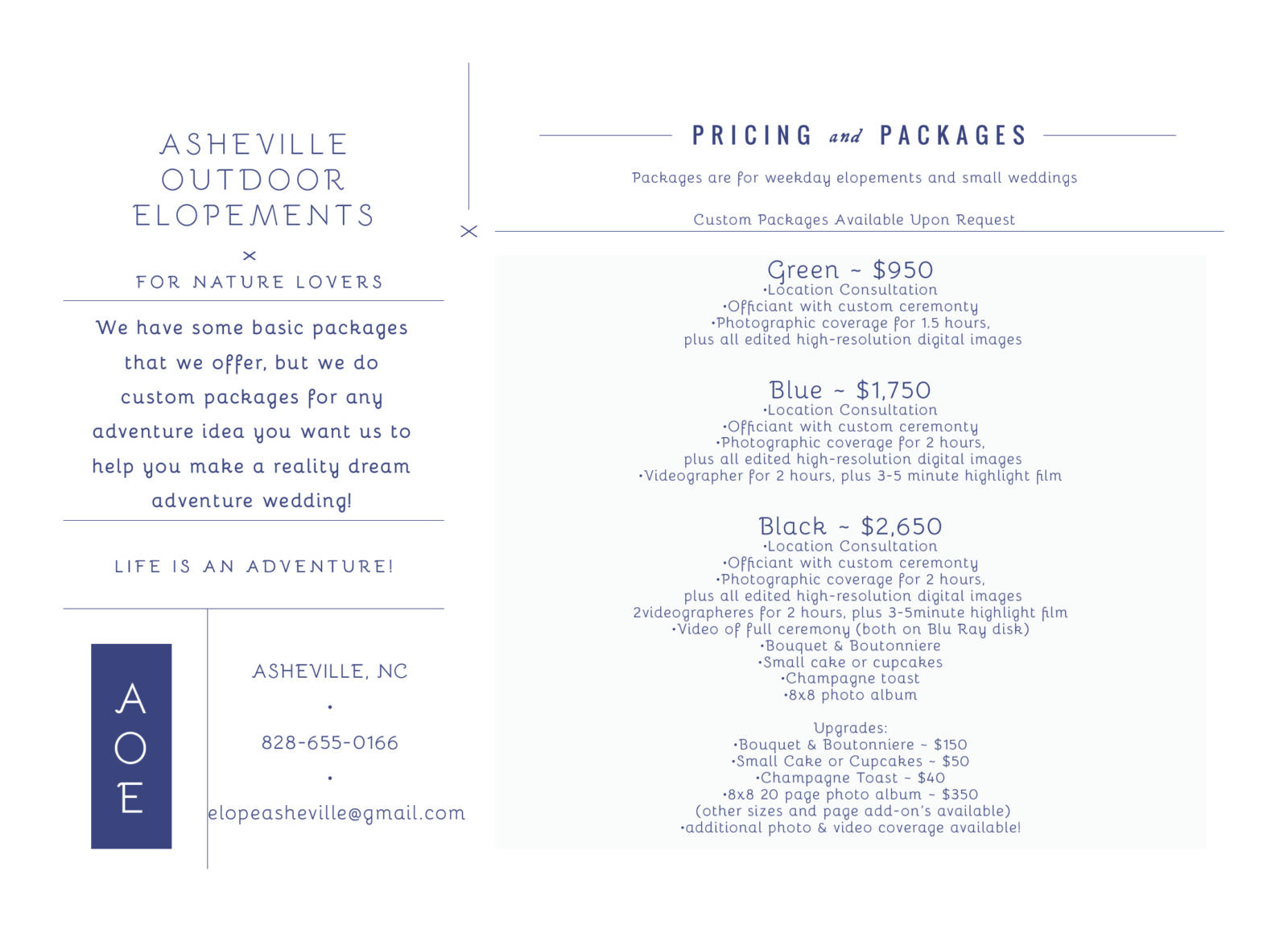 Asheville Elopement Packages ~ Elope Outdoors