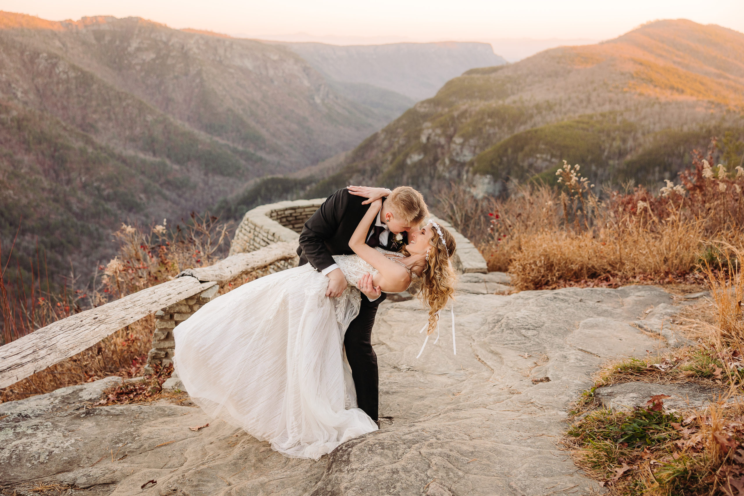 Dip kiss Wisemans view Elopement. ~ Elope Outdoors