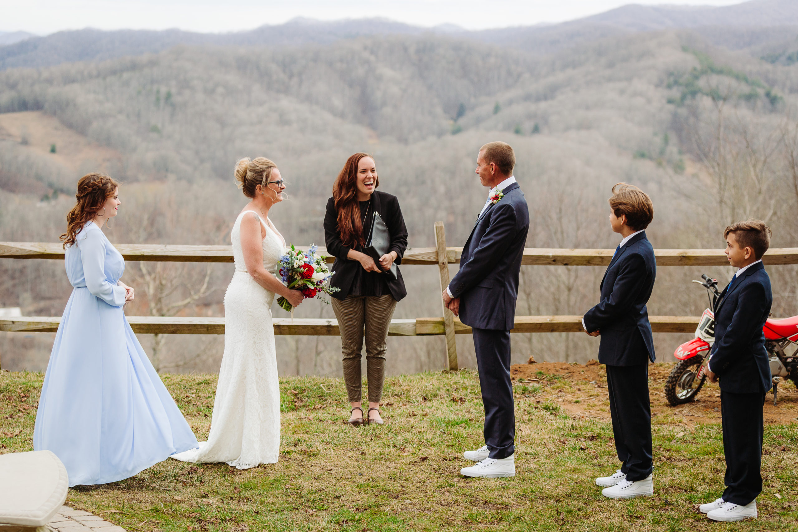 Ceremony Asheville Elopement with kids as witnesses ~ Elope Outdoors