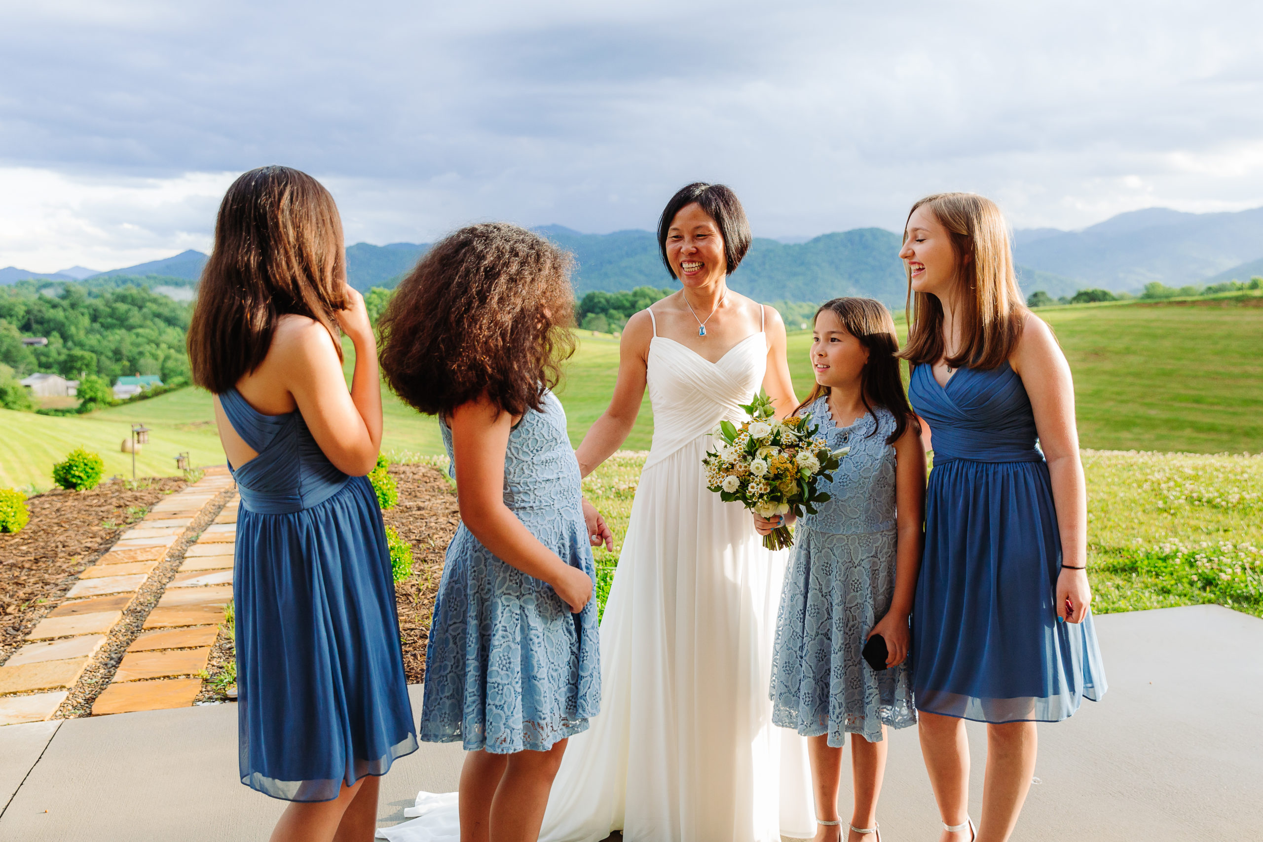 Bride with her daughters on wedding elopement day ~ Elope Outdoors