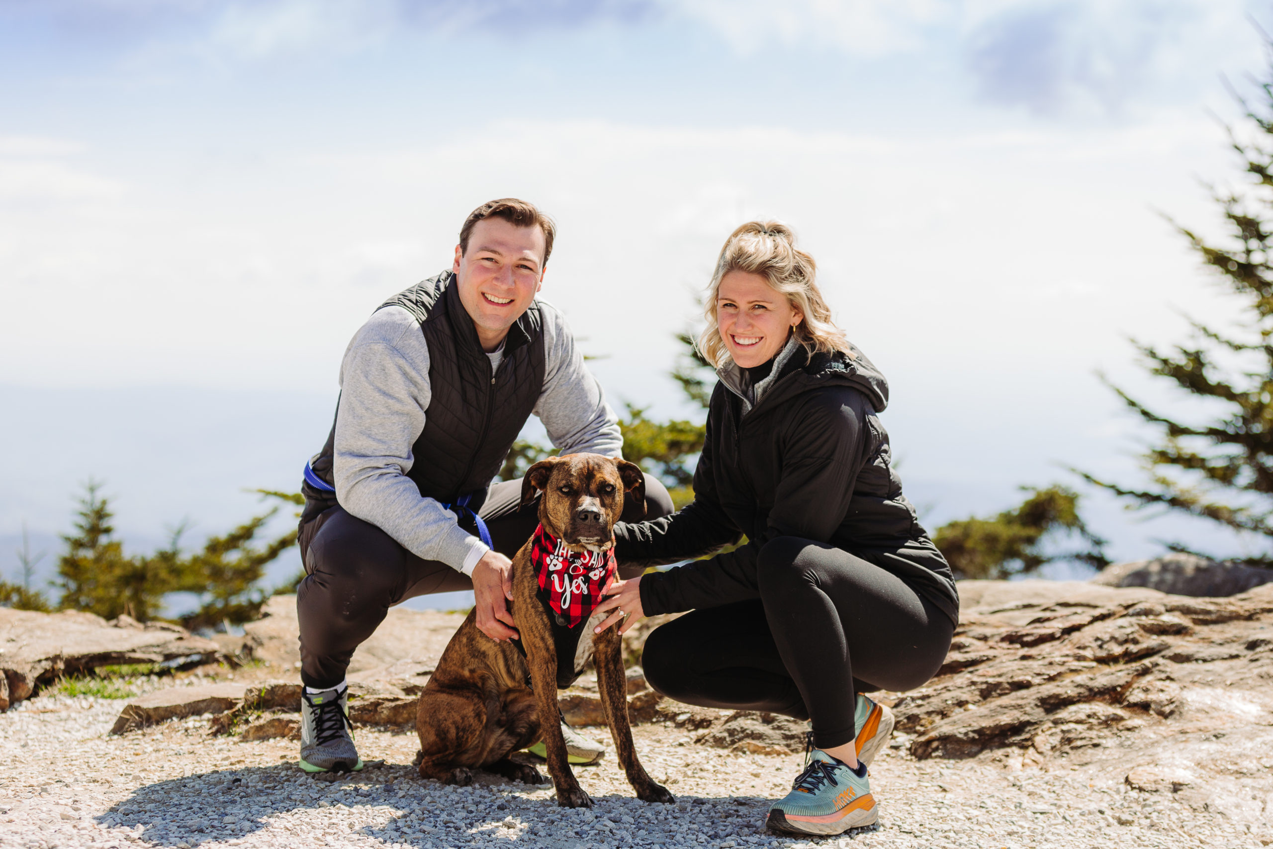 Couple poses with dog ~ Elope Outdoors