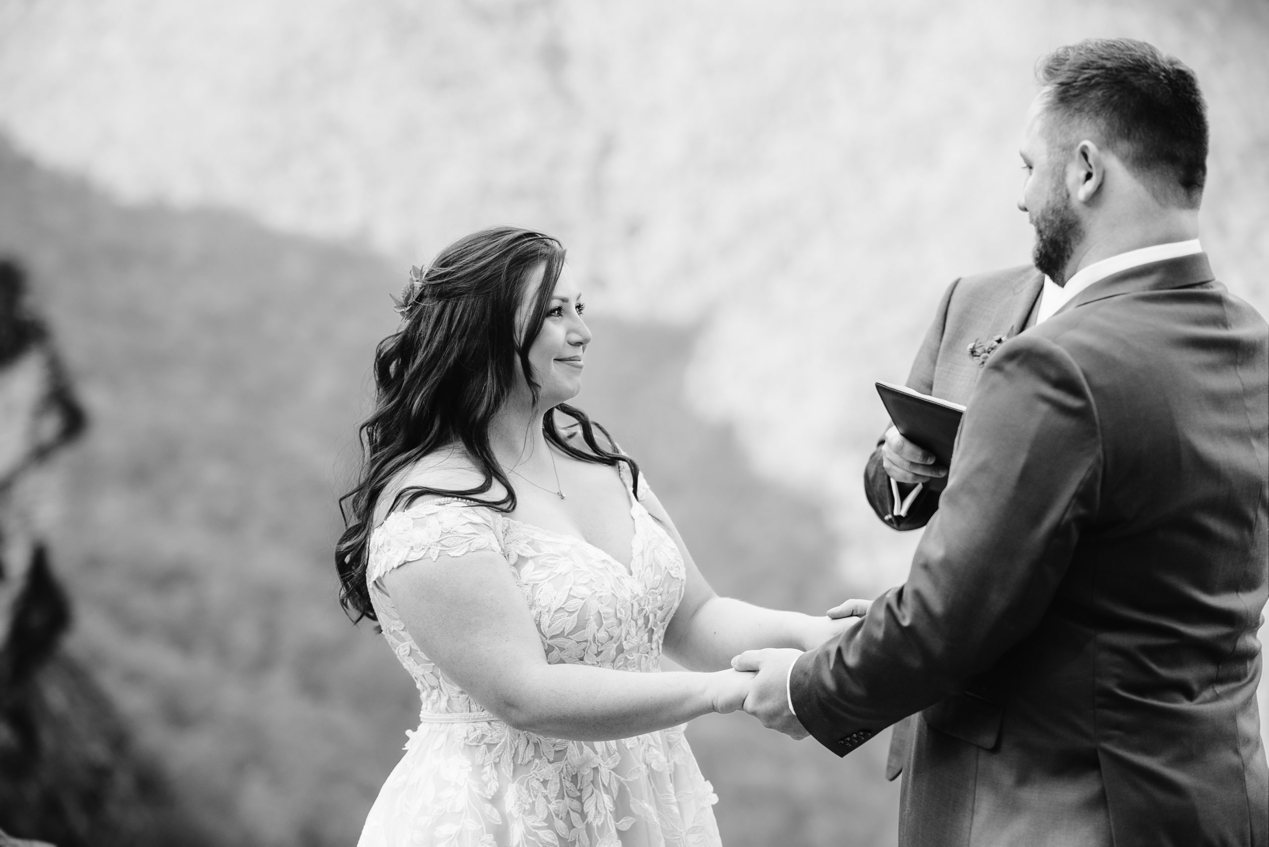 Glowing Bride elopement ceremony ~ Elope Outdoors