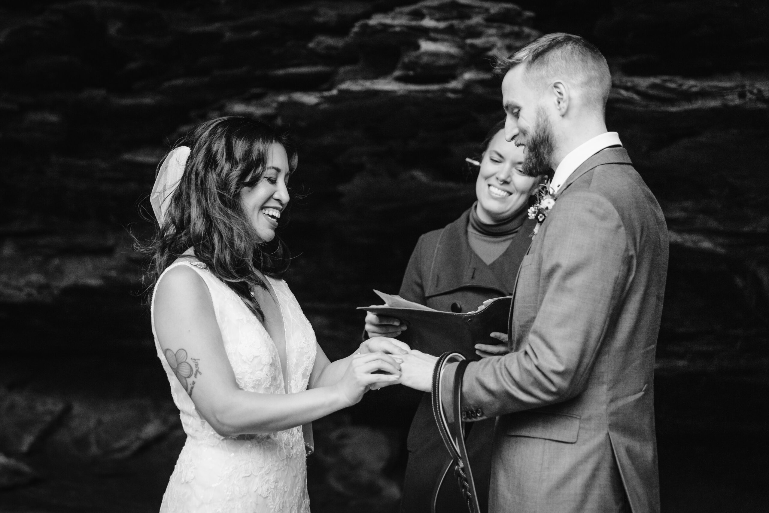 Asheville Waterfall Elopement Ceremony Rings ~ Elope Outdoors