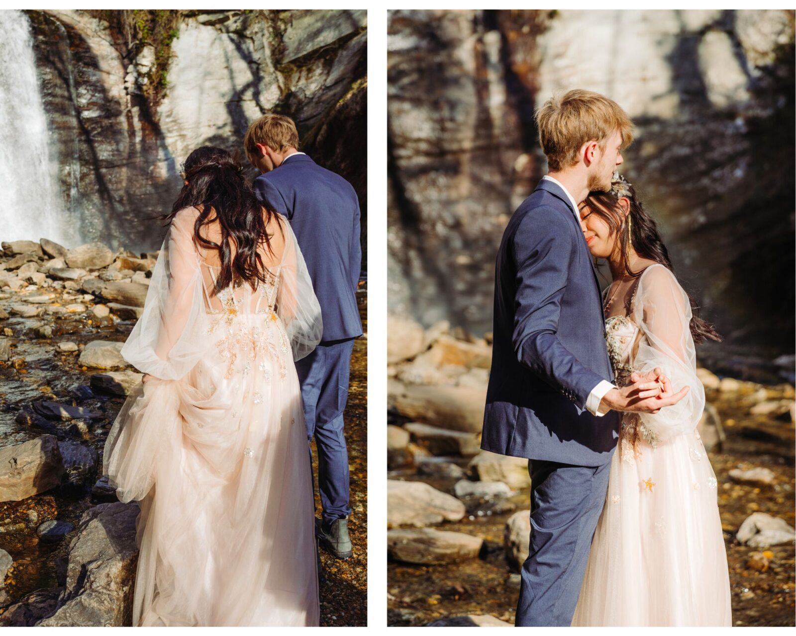 Sun-soaked, sword-wielding Asheville waterfall elopement ~ Elope Outdoors