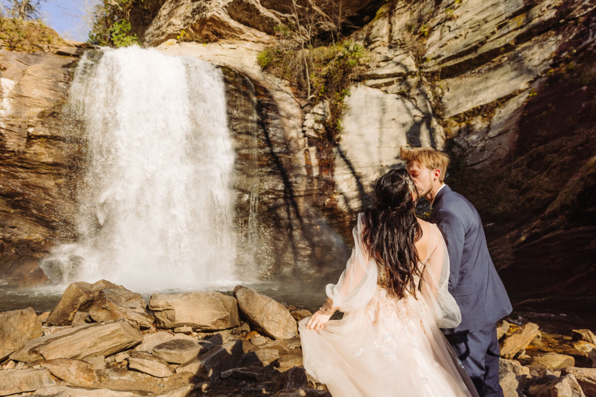 Sun-soaked, sword-wielding Asheville waterfall elopement ~ Elope Outdoors