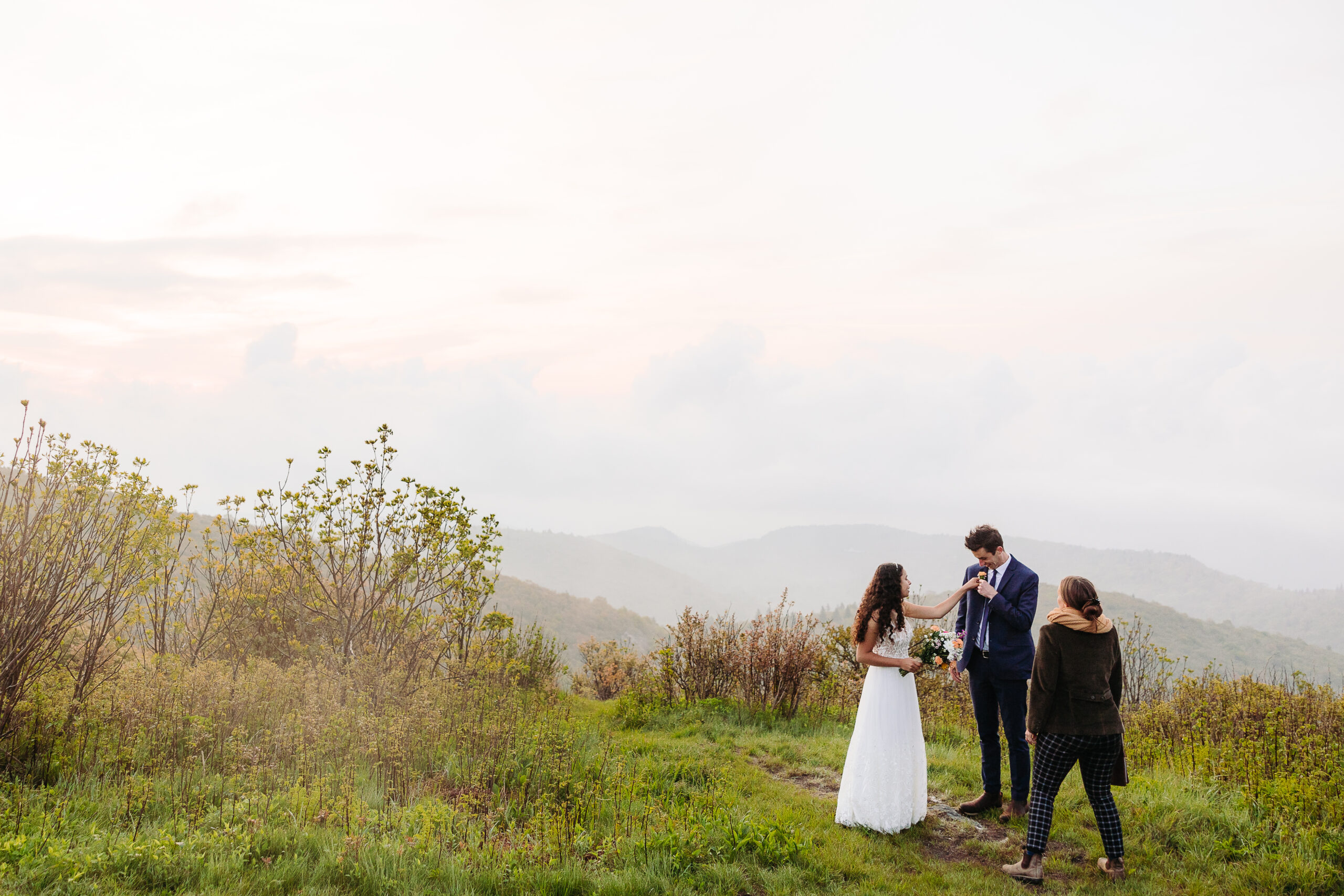 Couple marries Asheville Elopement Ceremony ~ Elope Outdoors
