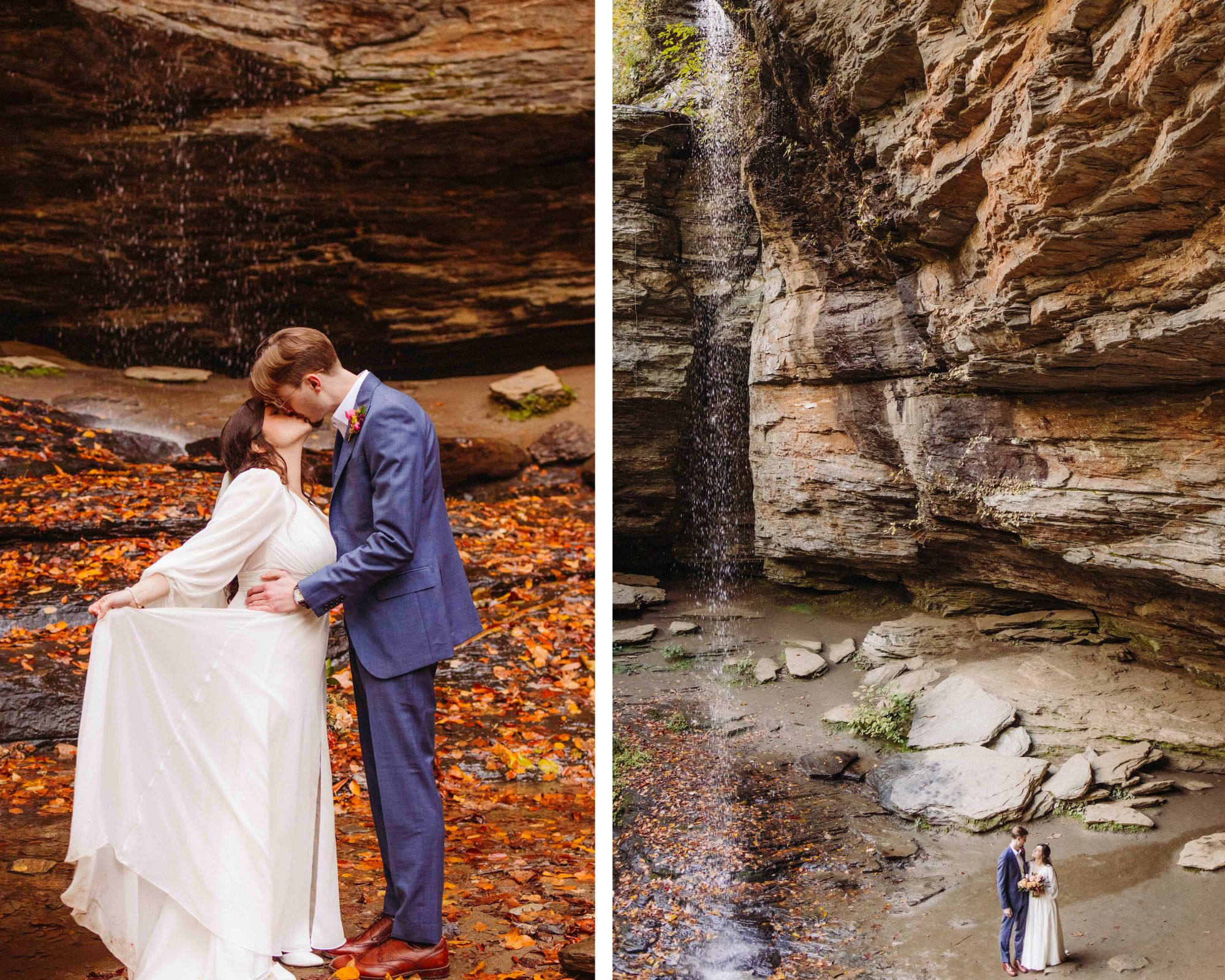 Asheville Elopement Photography waterfall couple ~ Elope Outdoors